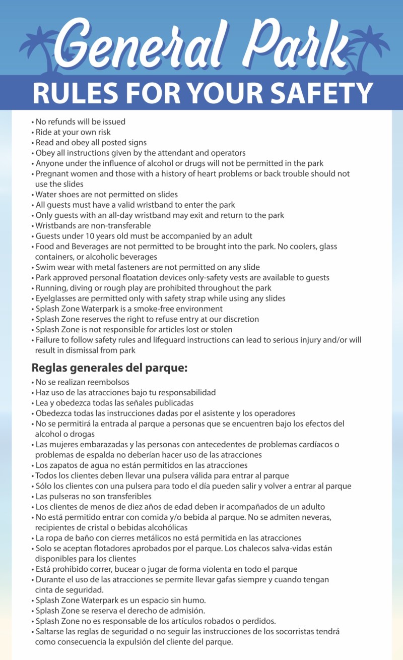 Tips & Info | Splash Zone Water Park | Jersey Shore Water Park ...