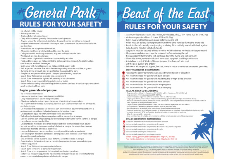 park rules - Splash Zone Waterpark